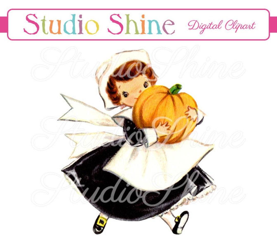 Vintage Digital Clipart - Thanksgiving Girl - Printable Image Cute ...