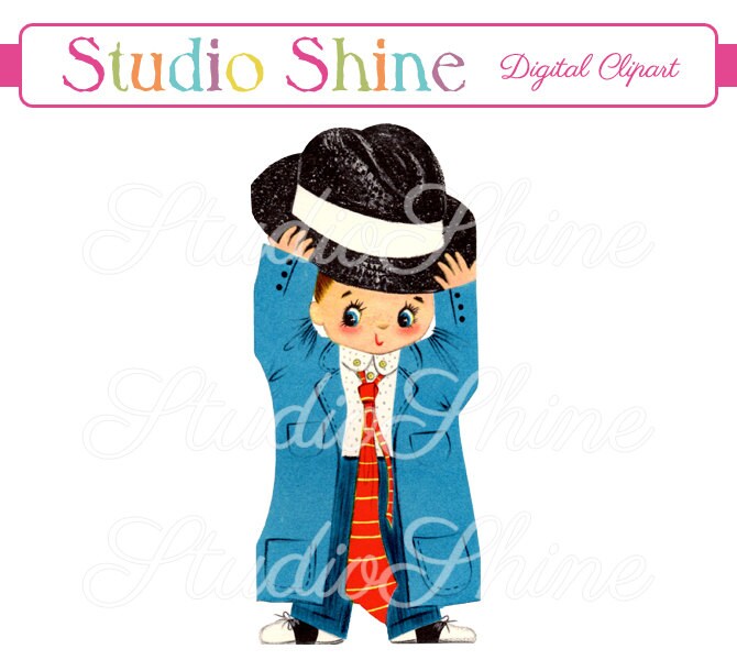 Vintage Digital Clipart - Boy Playing Dress up - Printable Image Cute ...