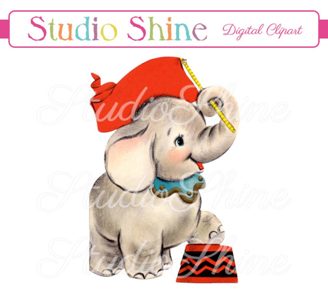Vintage Digital Clipart - Elephant - Cute Animal Clip Art Instant ...