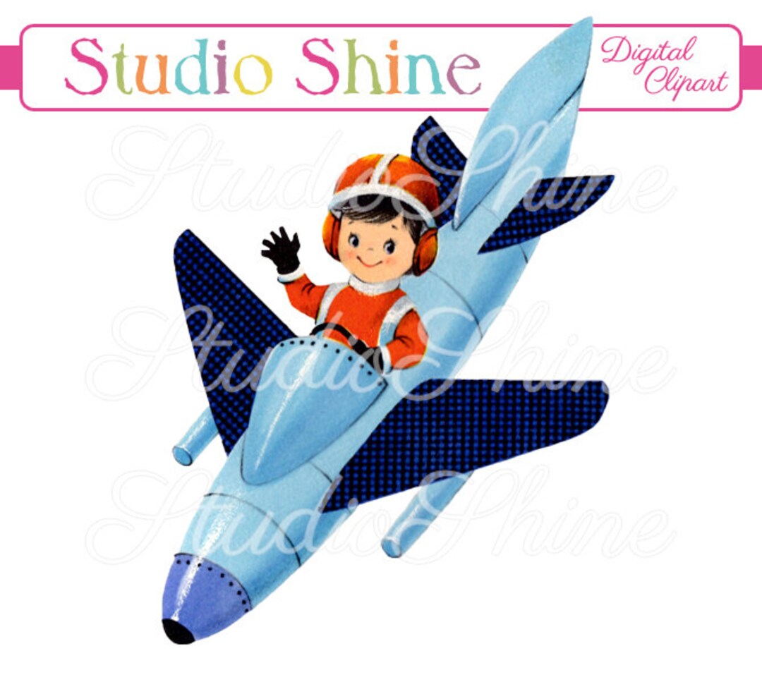 Vintage Digital Clipart - Pilot - Cute Boy Clip Art Instant Download ...