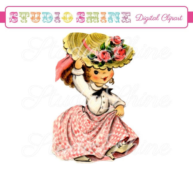 Vintage Digital Clipart - Playing Dress up 01 - Printable Image Cute ...