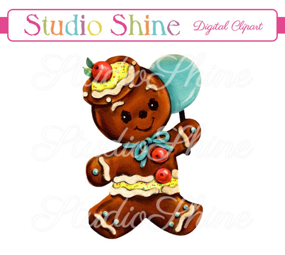 Vintage Digital Clipart - Gingerbread Man 02 - Cute Clip Art Instant ...