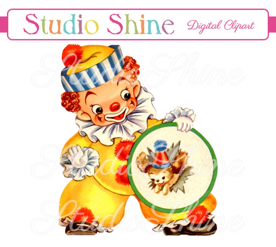 Vintage Digital Clipart - Circus Clown- Cute Childrens Clip Art Instant ...