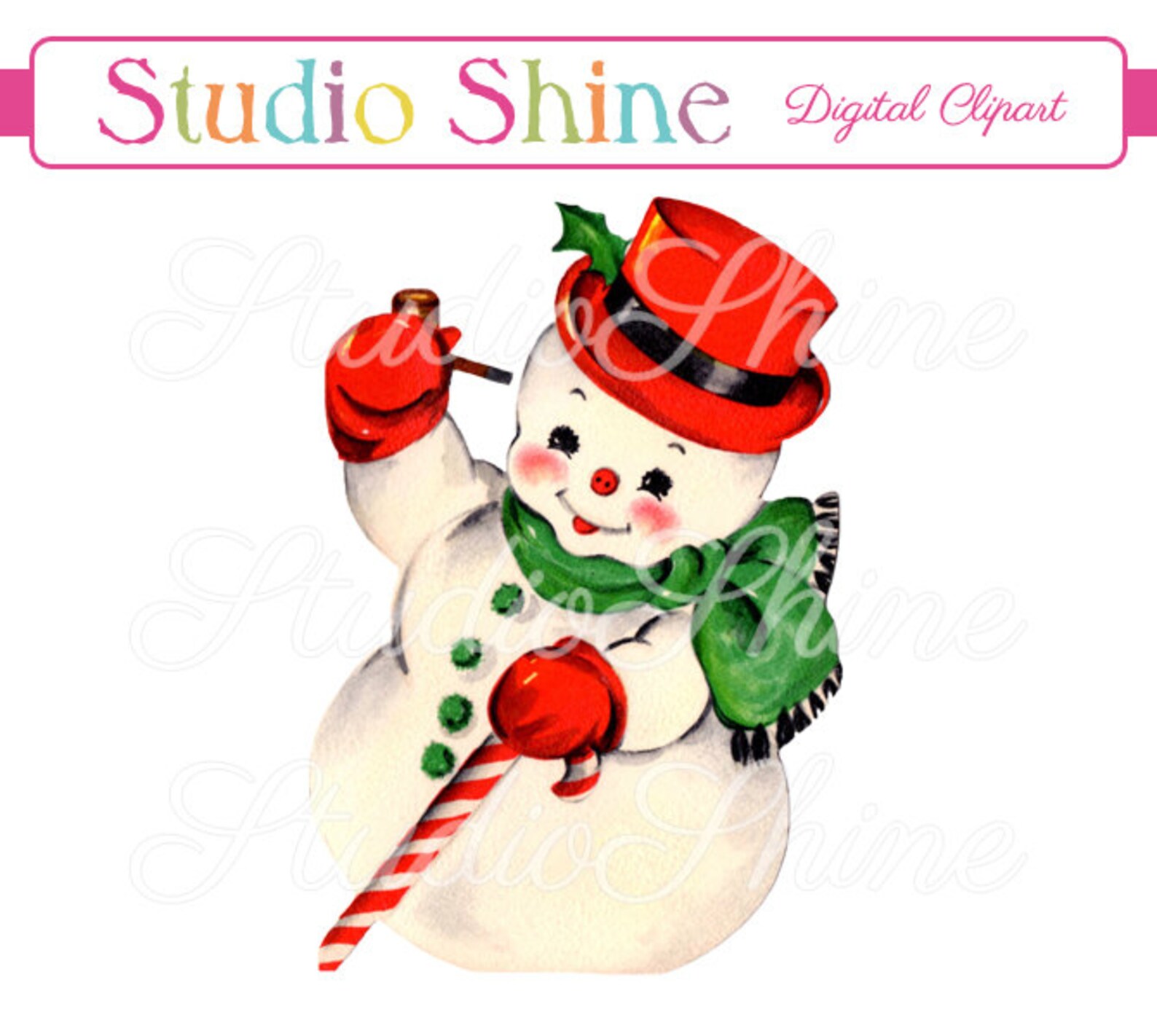 Vintage Digital Clipart Frosty the Snowman Cute Clip Art Instant ...