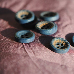 Blue Wooden Buttons | 13mm Buttons | Colored Wood Buttons | 4 Hole ...