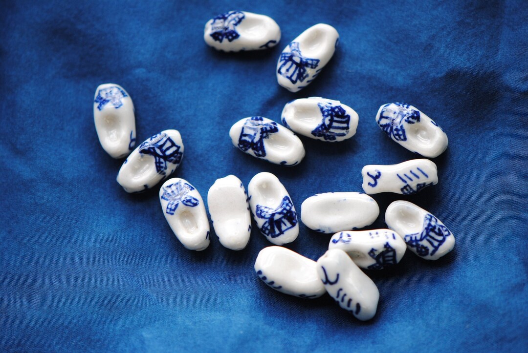 Porcelain Dutch Clog Charms | Delft Beads | Windmill Beads | Shoe Beads ...