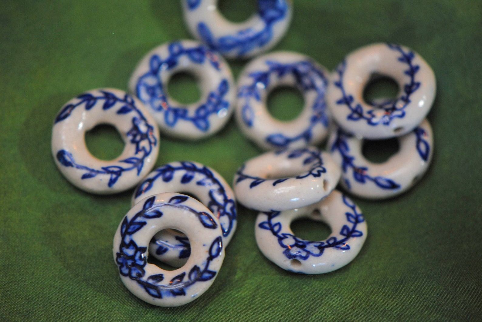 Handmade Floral Doughnut Beads | Donut Beads | 18mm Beads | Hand ...