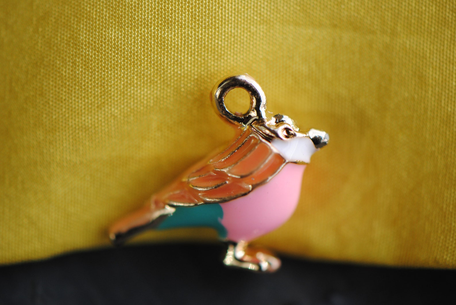 Enamel Finch Charm | Colorful Bird Charm | Golden Bird Charm | 2mm Hole ...