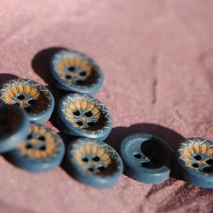Blue Wooden Buttons | 13mm Buttons | Colored Wood Buttons | 4 Hole ...