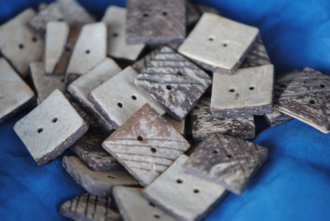 Large Square Buttons | Carved Wood Buttons | Carved Coconut Buttons ...