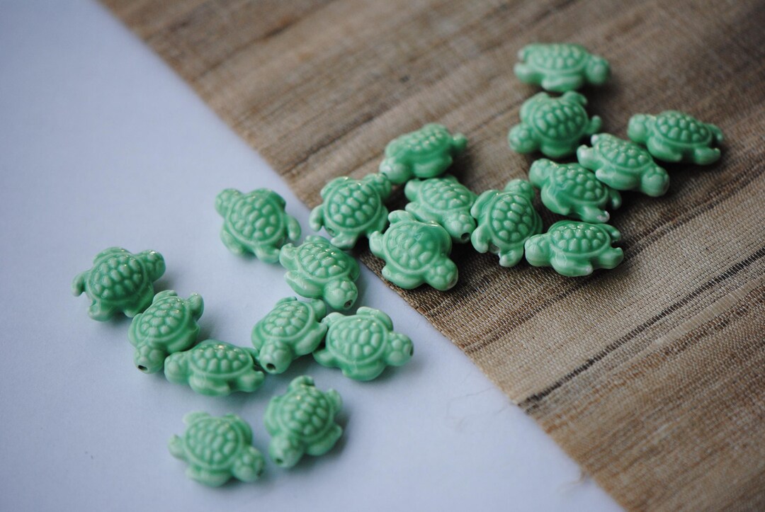 Green Ceramic Turtle Beads - Etsy