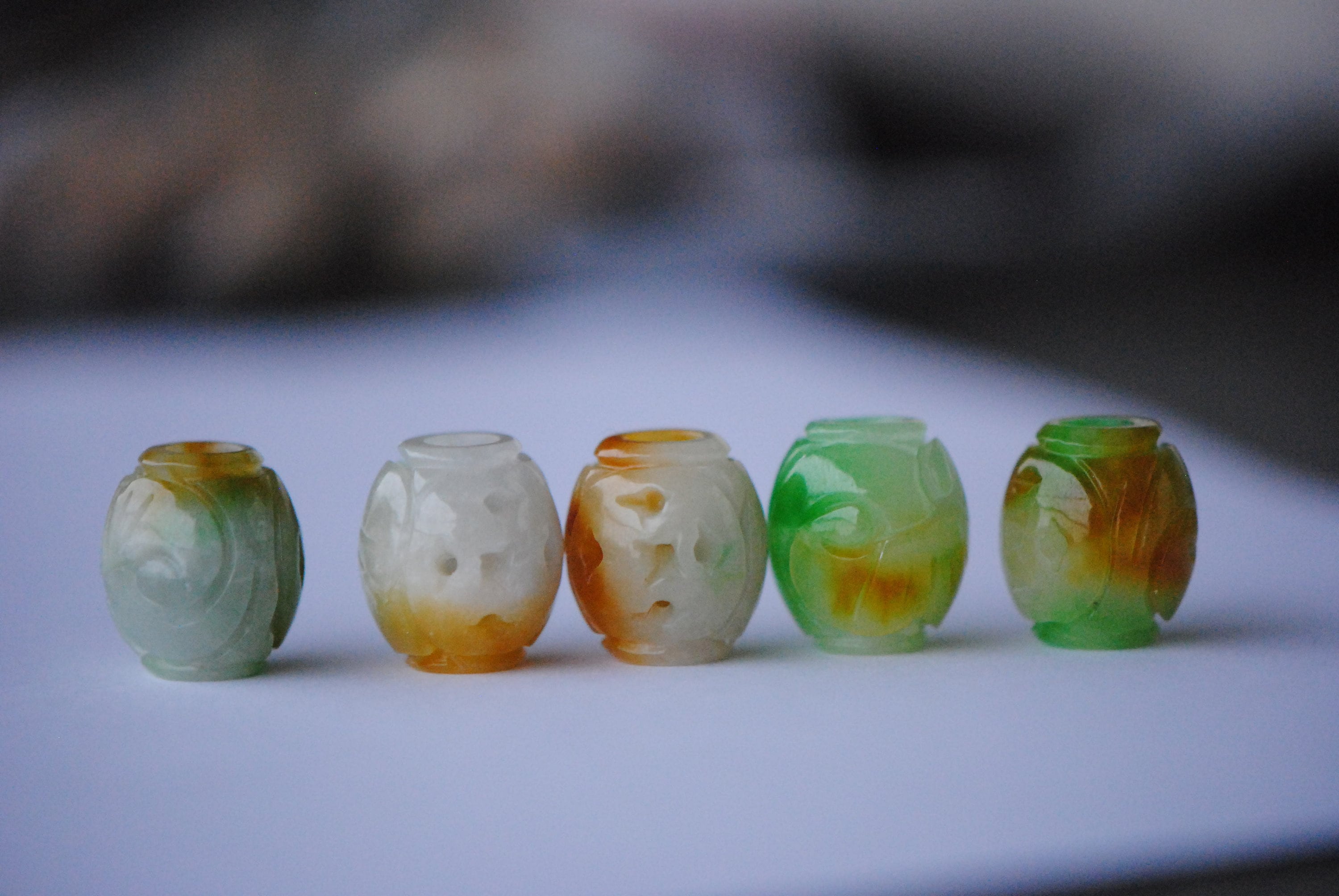 Multicolored Jade Beads Chinese Carved Jade Barrel Beads - Etsy