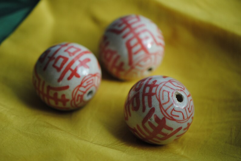 Red Chinoiserie Focal Beads 38mm Porcelain Beads Large - Etsy