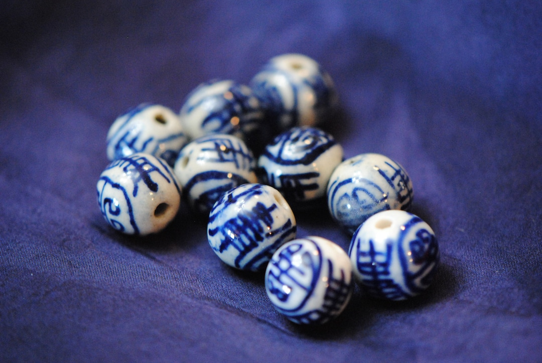 12mm Longevity Beads | 12mm Porcelain Beads | Traditional Chinese Beads ...