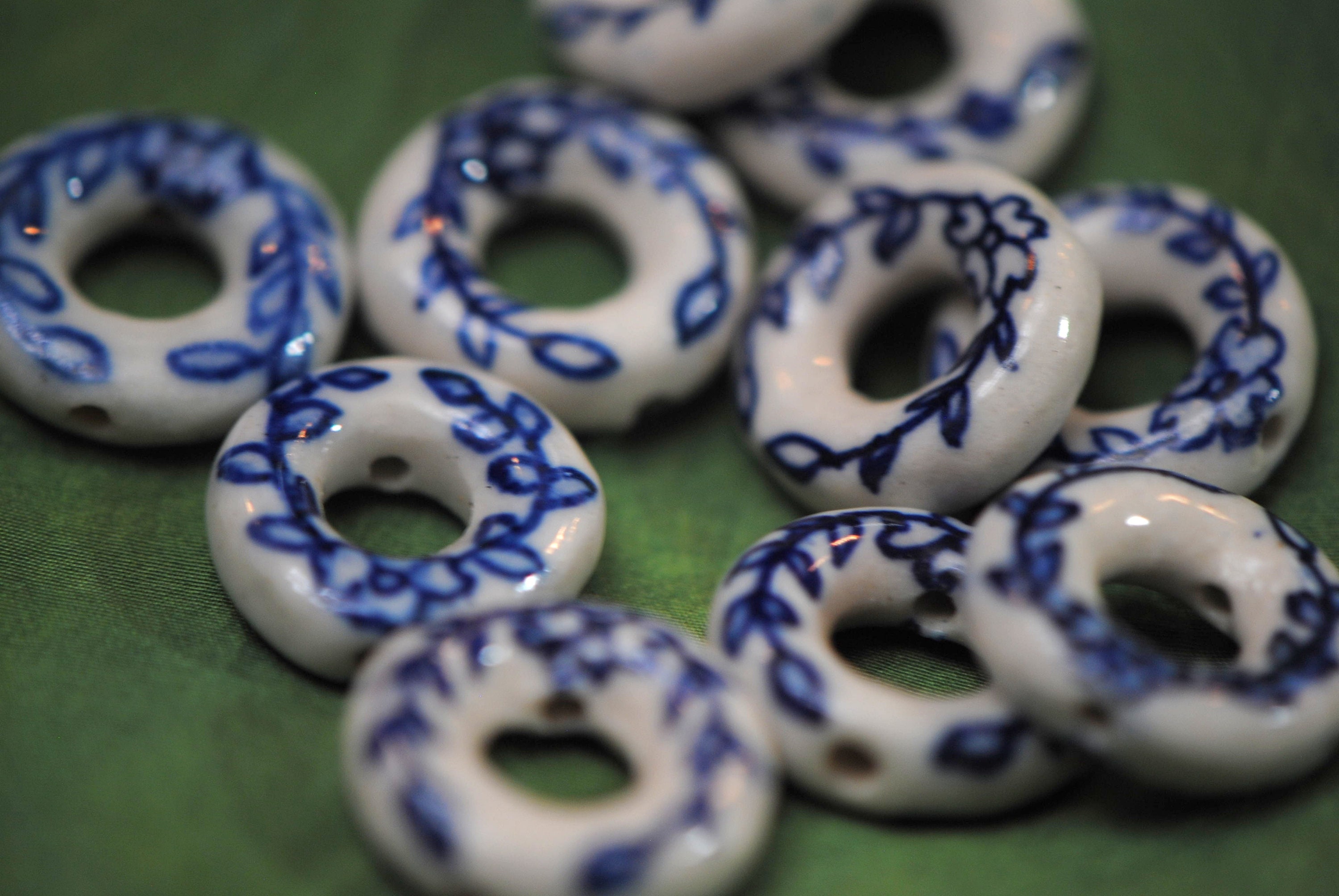 Handmade Floral Doughnut Beads | Donut Beads | 18mm Beads | Hand ...
