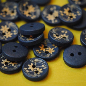 Blue Buttons | Flower Buttons | Floral Buttons | Patterned Buttons ...