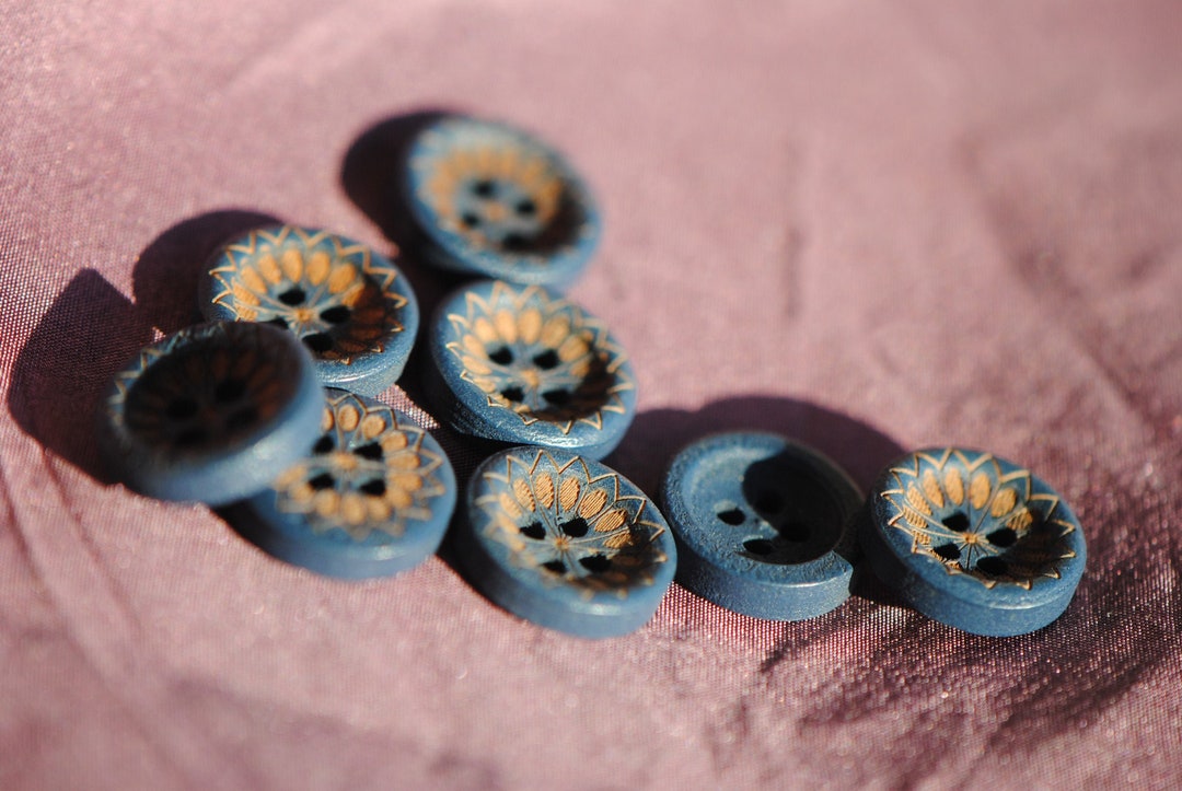 Blue Wooden Buttons | 13mm Buttons | Colored Wood Buttons | 4 Hole ...
