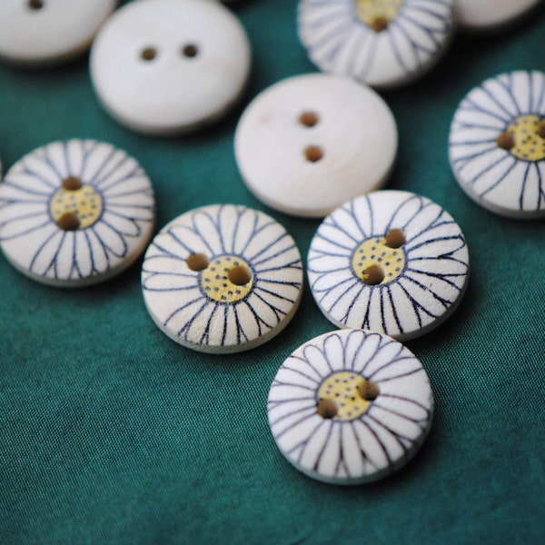 Painted Wood Buttons - Etsy
