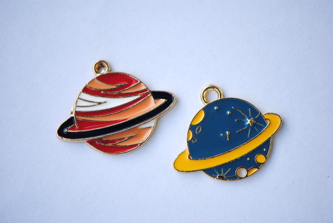 Large Enamel Planet Charms | Space Themed Charms | Astronomy Charms ...