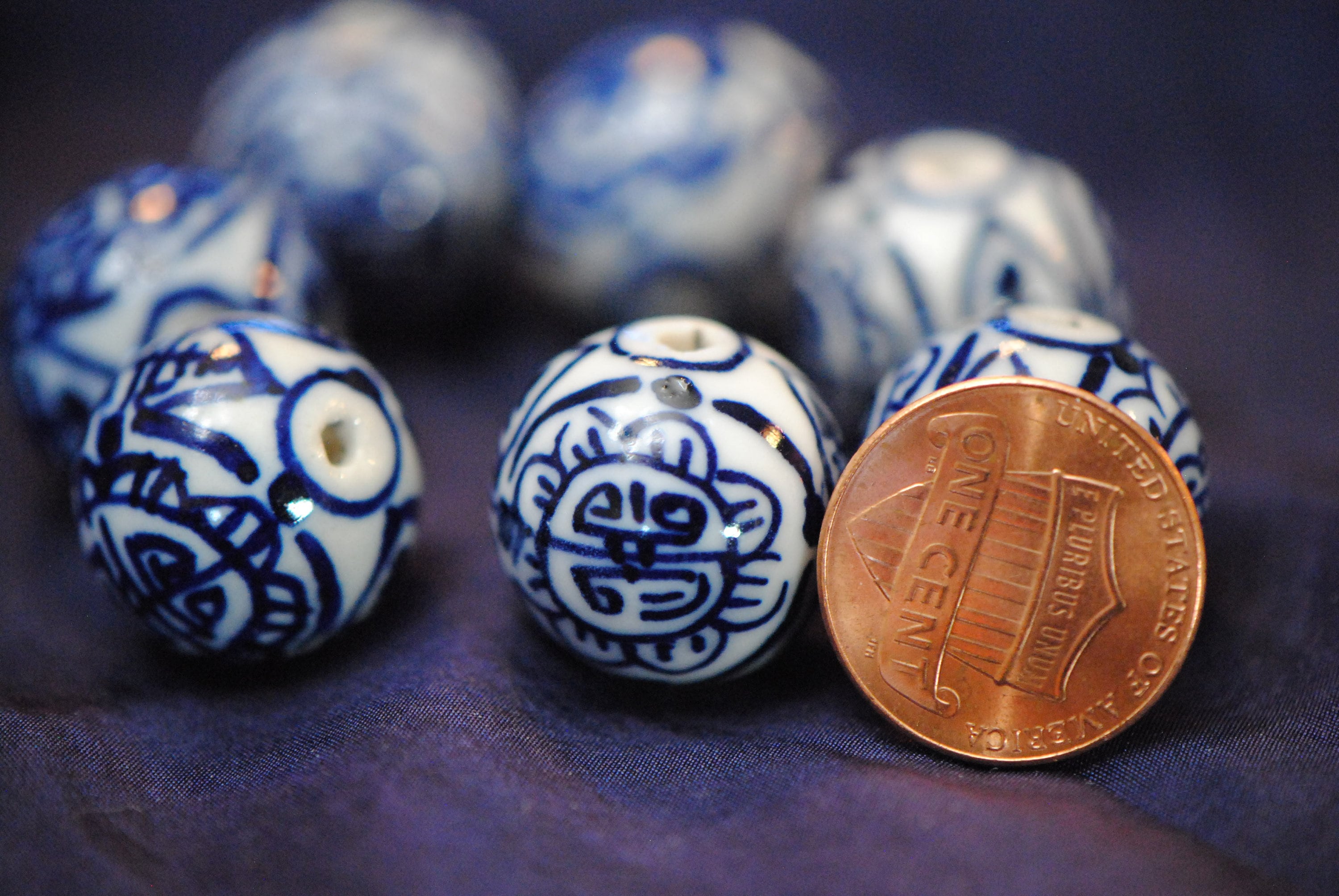 18mm Beads Longevity Beads Blue White Porcelain Beads | Etsy