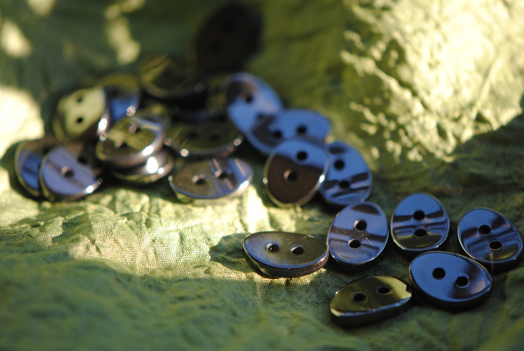 Hematite Buttons Stone Buttons Gemstone Buttons Oval Buttons Gray ...