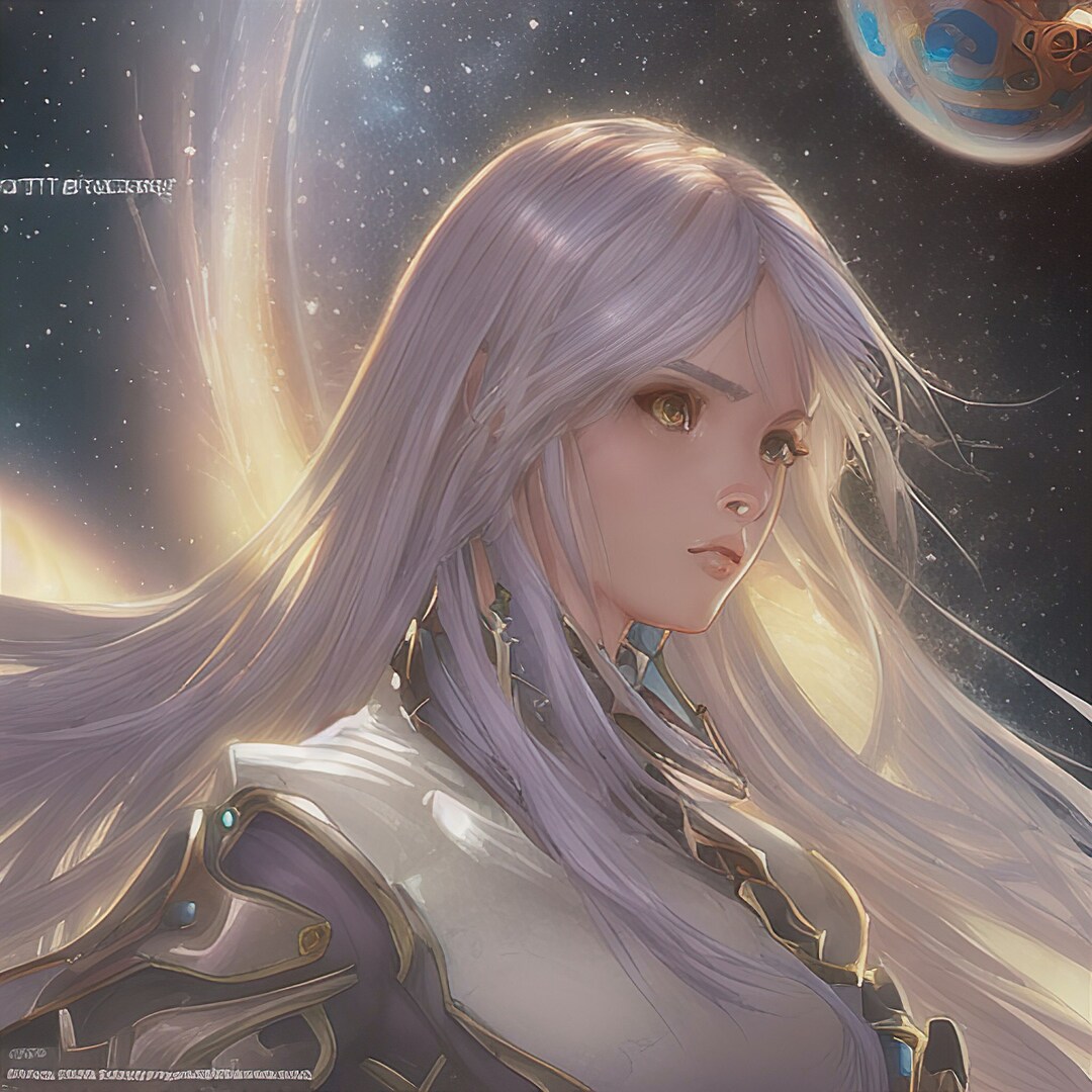 Cosmic Anime Fantasy Girl Portrait in Space - Etsy