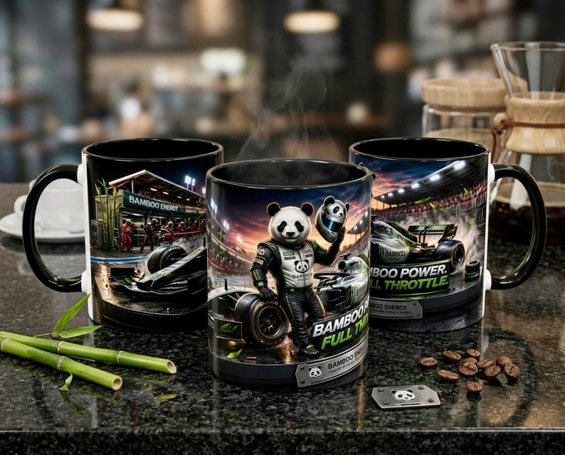 Formula 1 Panda Racing Mug | Motorsport Art Tea Cup | Grand Prix Fan ...