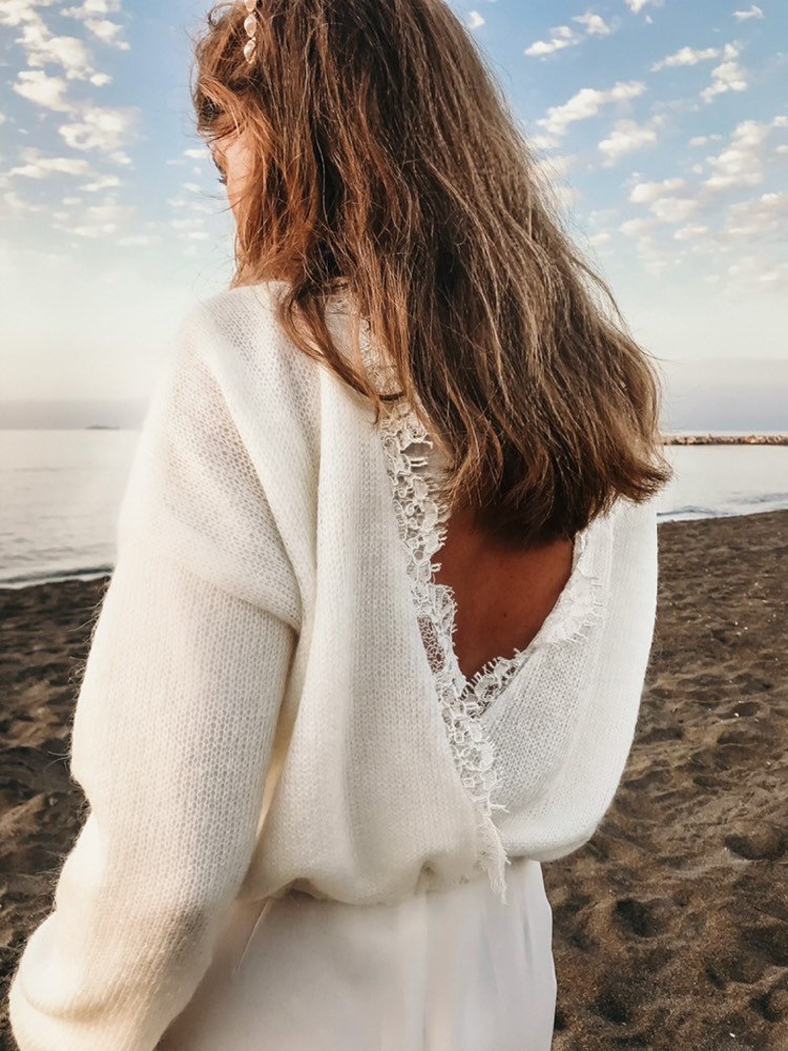 Bridal Wrap Sweater Wedding Cardigan Open Back Bridal Top Ivory Bridal ...
