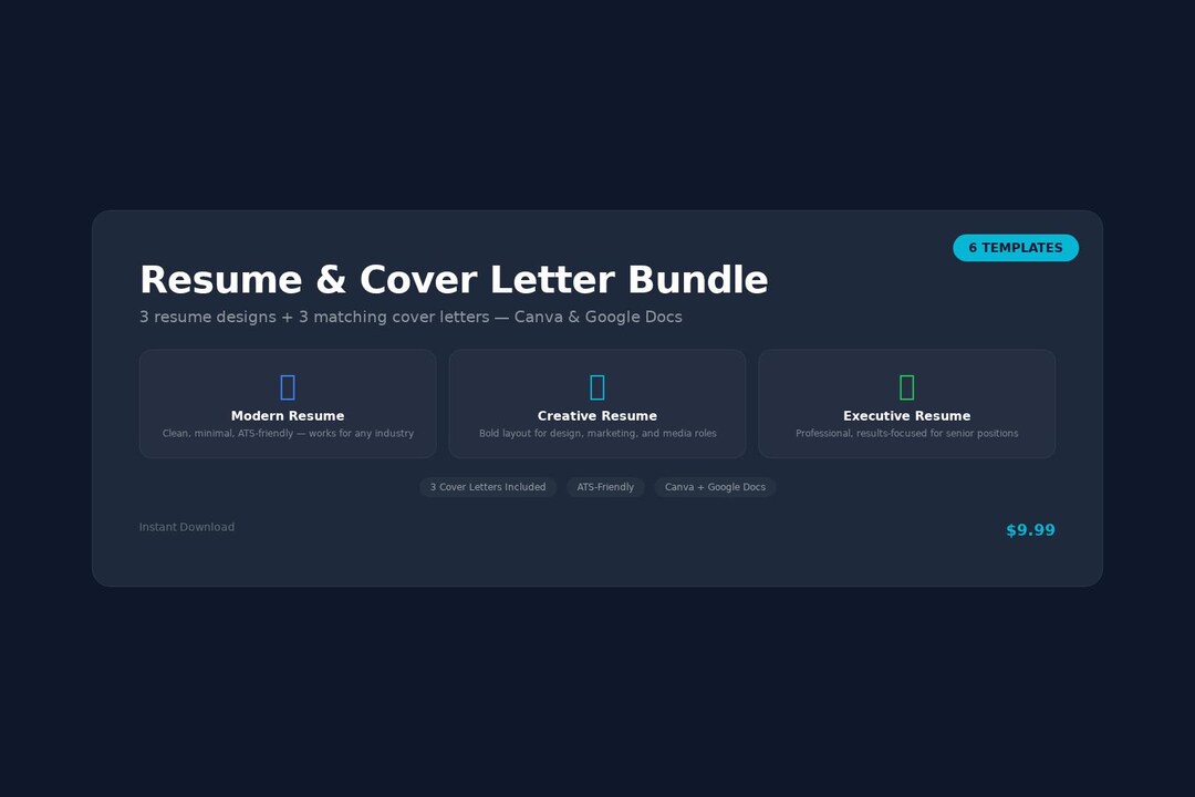Resume & Cover Letter Bundle, 3 Professional Resume Templates ...