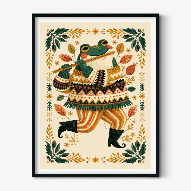 Frog Folk Art Poster, Animal Print, Kids Room Decor - Etsy