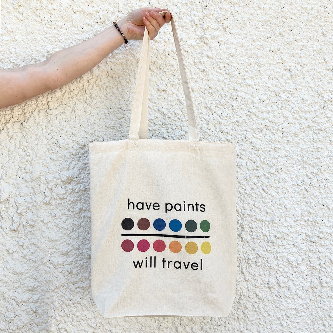 Watercolor Palette Tote Bag: 'have Paints Will Travel' Canvas Art Bag ...