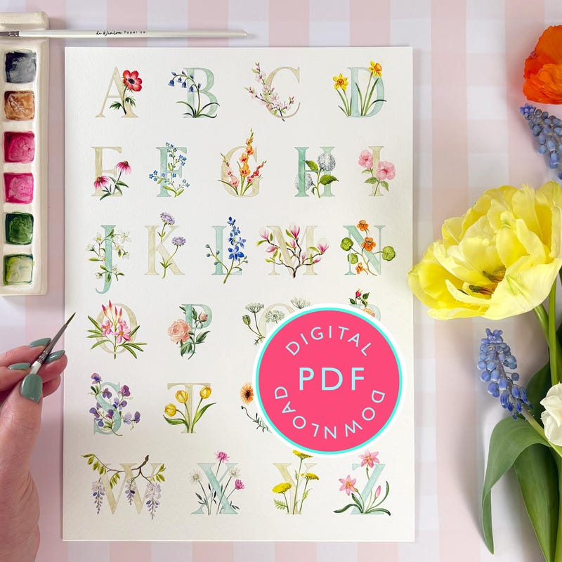 Floral Alphabet Template - Etsy