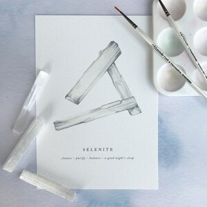 Selenite Crystal Watercolour Painting Watercolour Crystal 1st ...