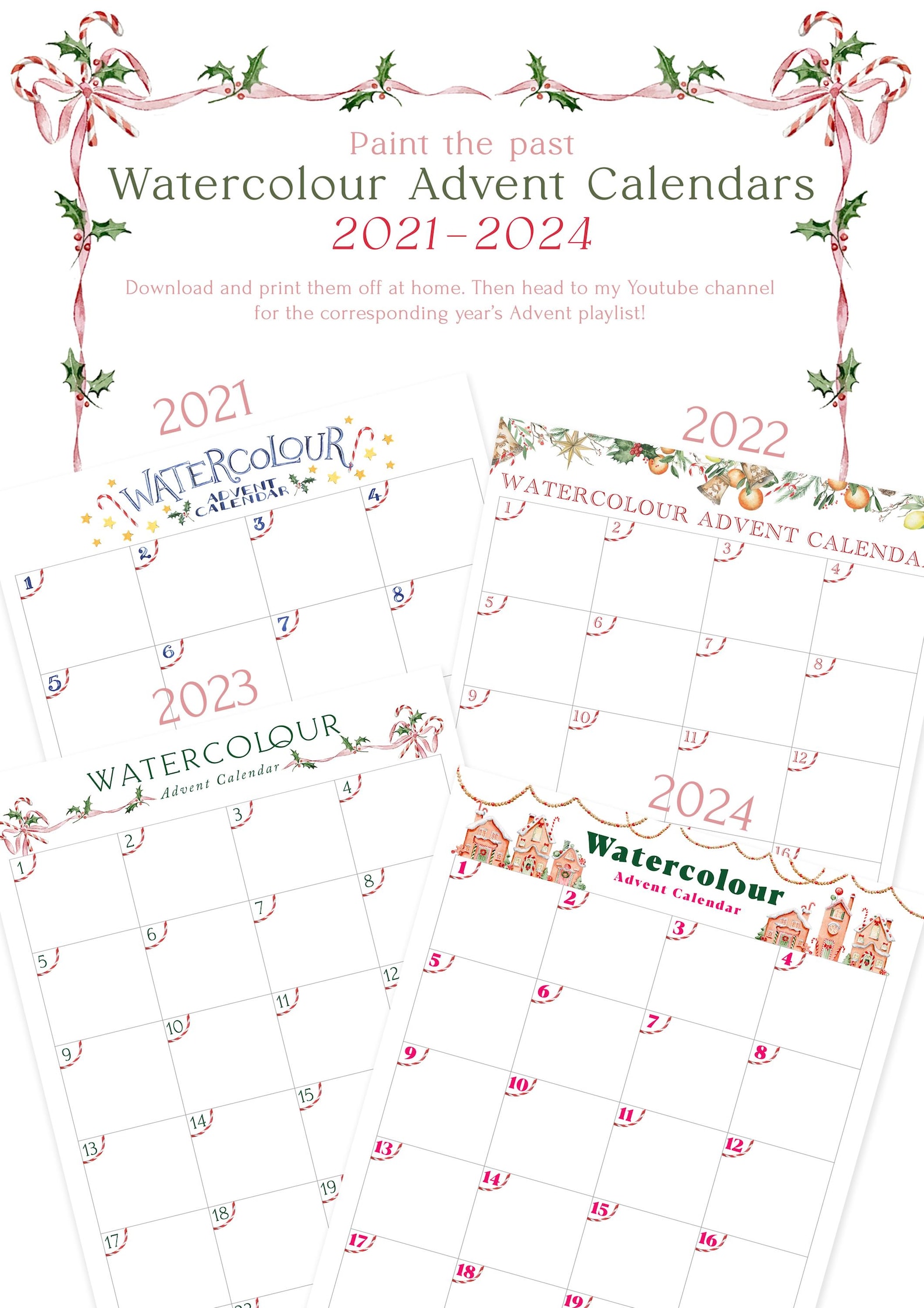 Watercolour Advent Calendar Bundle - Past Years Collection! (digital ...