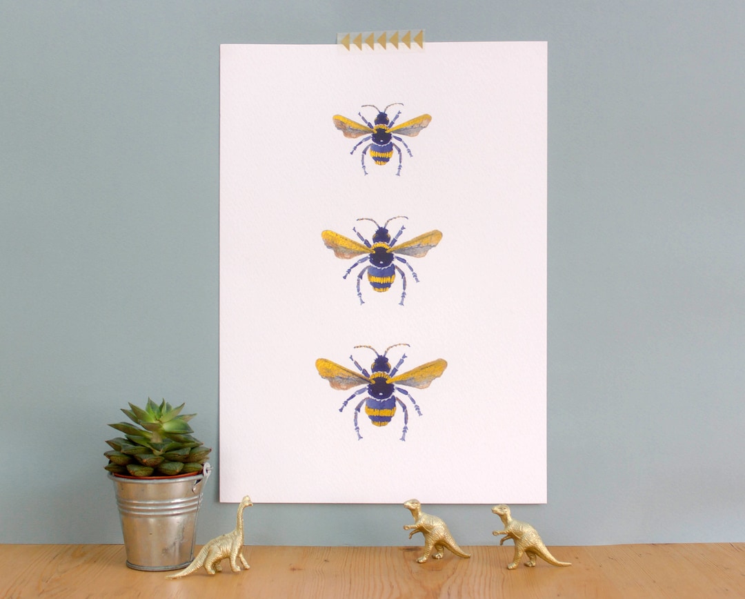 Gold Bee Print Honey Bee 1st Anniversary Gift Paper Metallic Print ...