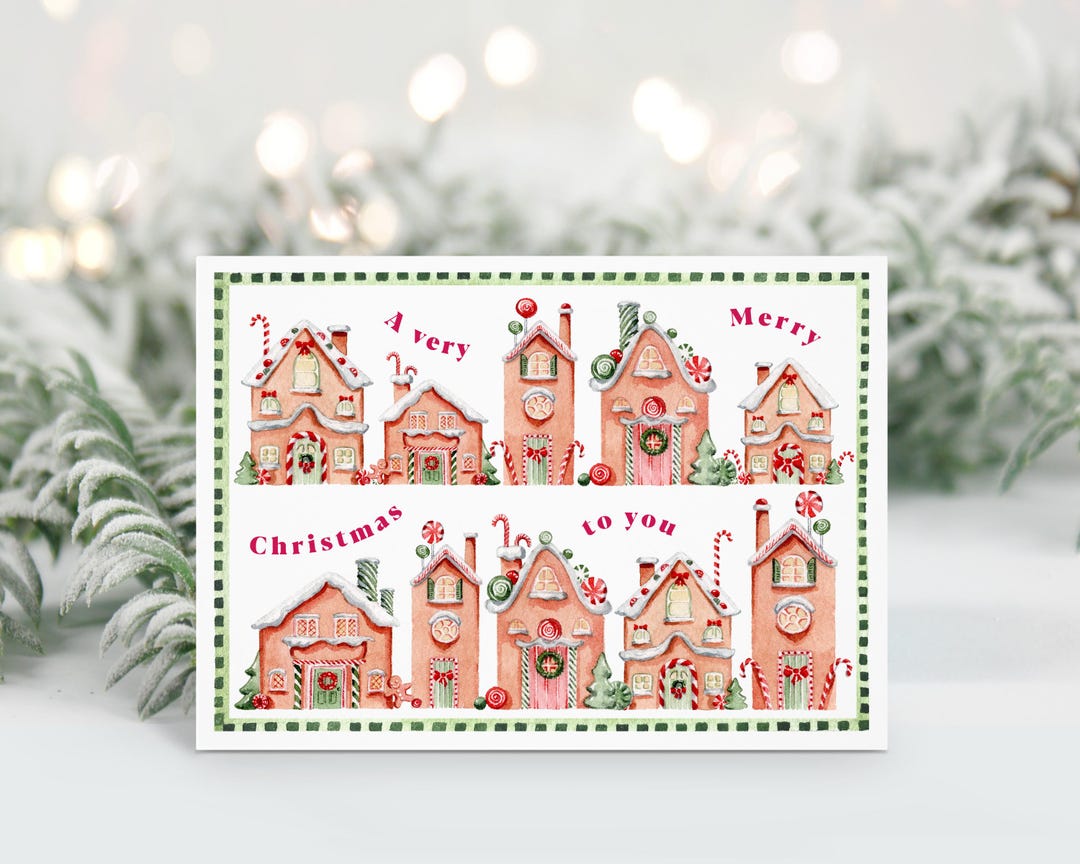 Pack of 10 Gingerbread House Christmas Cards | Gingerbread House ...