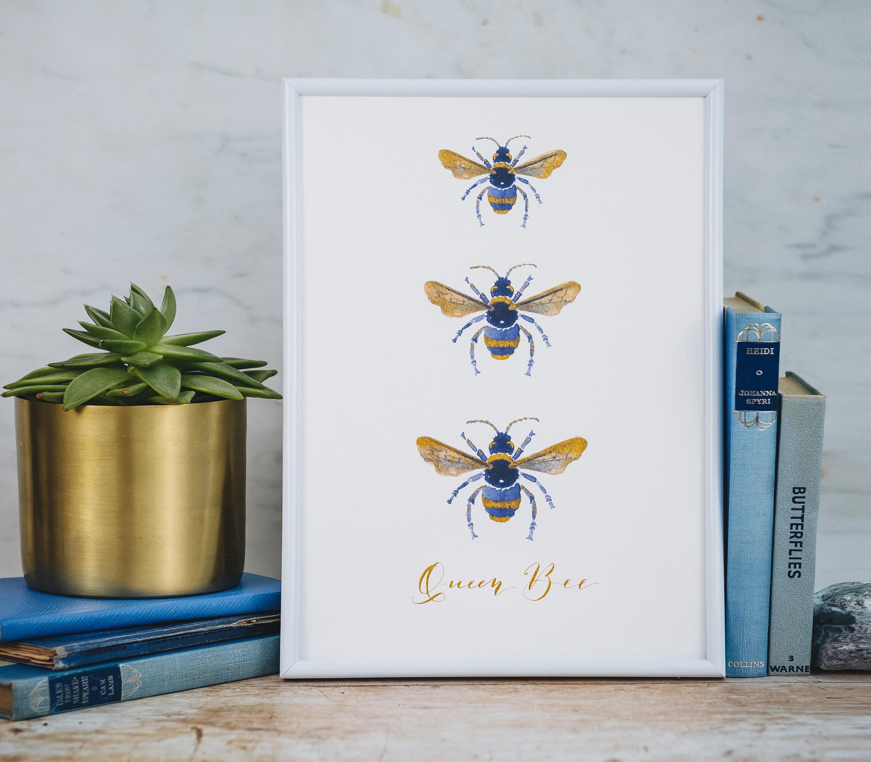 Personalised Gold Bee Print Honey Bee Valentines Day for | Etsy