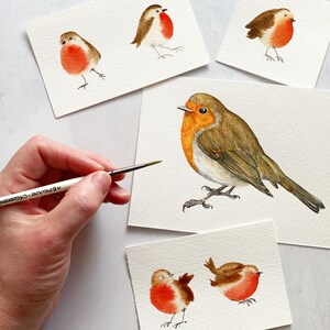 Pack of 10 Robin Christmas Cards Hand Painted Robin Watercolour ...