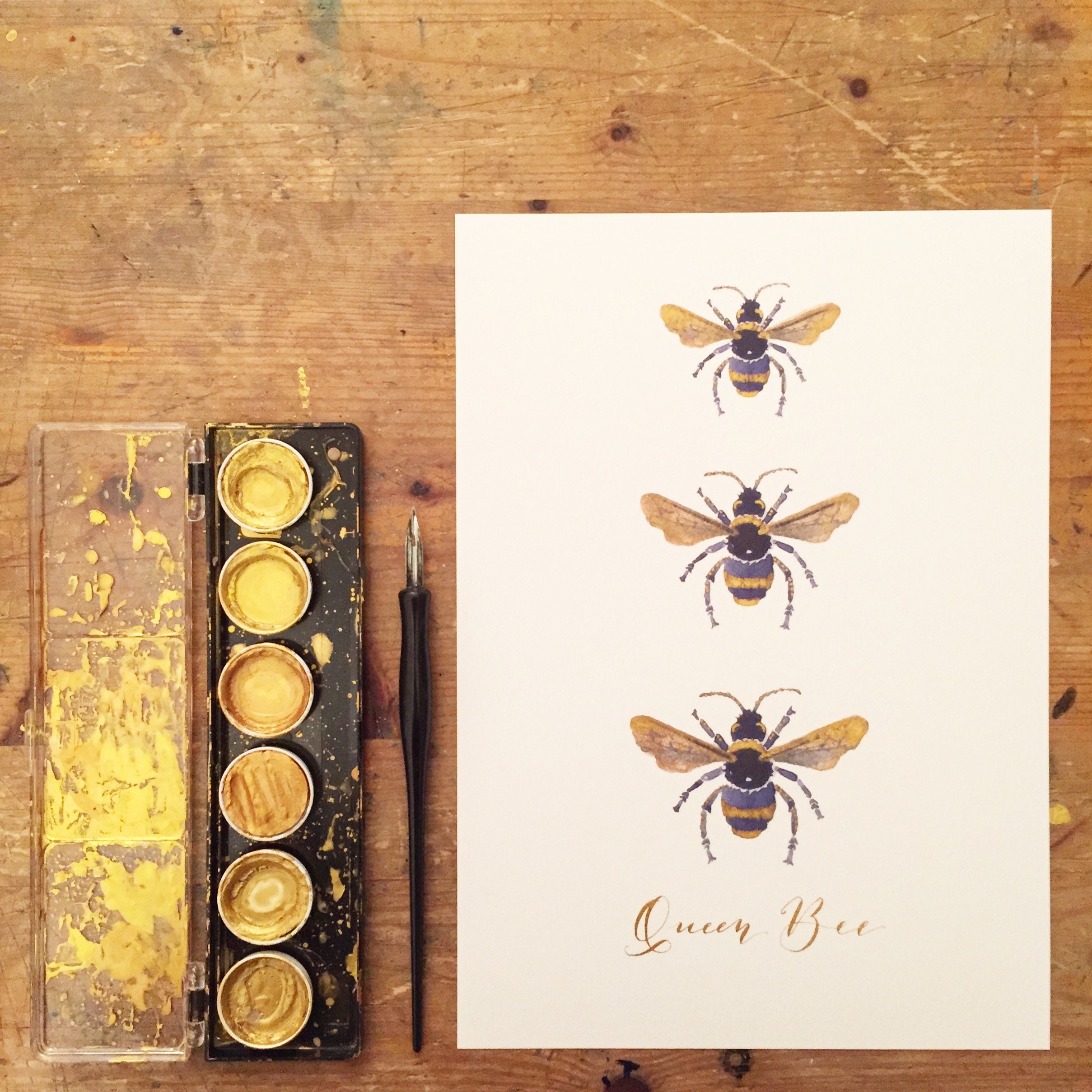 Personalised Gold Bee Print Honey Bee Valentines Day for | Etsy