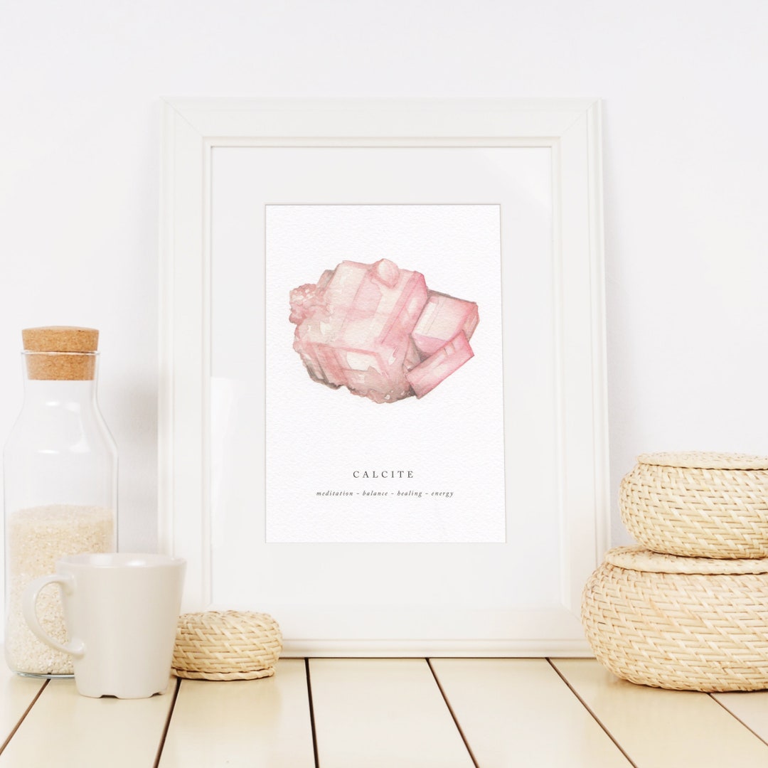 Calcite Crystal Print Watercolour Crystal A5 Print 1st Anniversary Gift ...