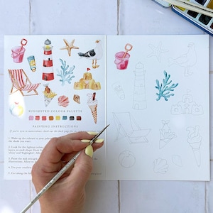 Seaside Strokes: A Beach-themed Watercolour Colouring Book for ...