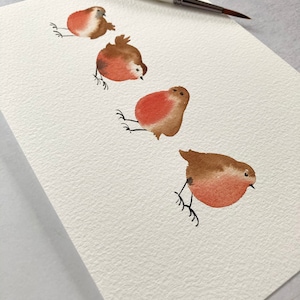 Pack of 10 Robin Christmas Cards Hand Painted Robin Watercolour ...