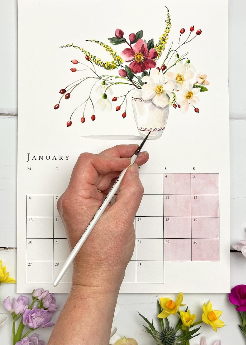 2025 Watercolor Floral Calendar Template & Tutorial (digital Download ...