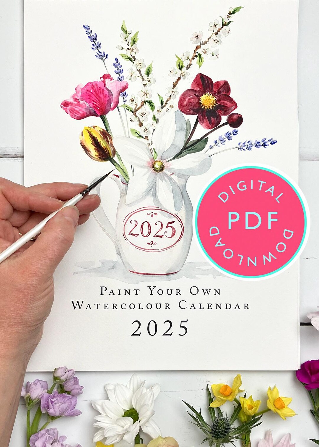 2025 Watercolor Floral Calendar Template & Tutorial (digital Download ...
