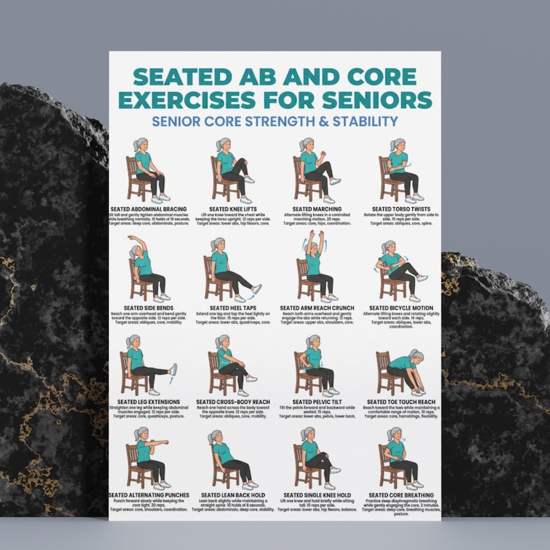 Seated Ab and Core Exercises for Seniors, Gentle Chair Workout ...