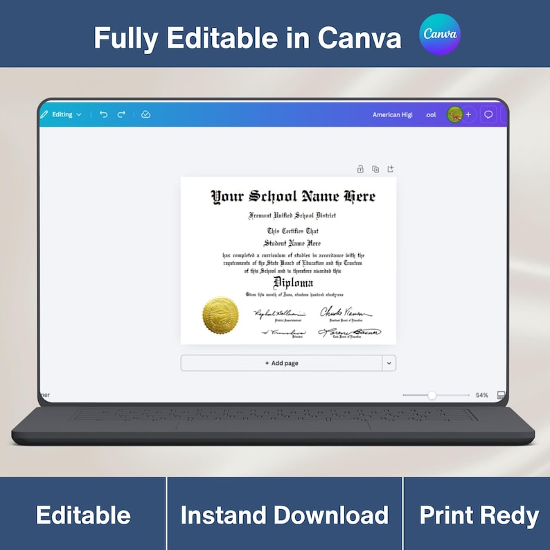 Editable High School Diploma | Diploma Certificate | High School ...