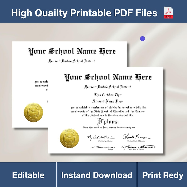 Editable High School Diploma | Diploma Certificate | High School ...