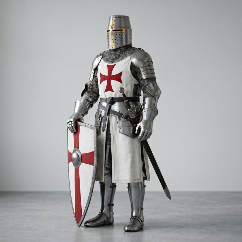Knights Templar Armor Costume, Medieval Crusader Knight Outfit, Full ...
