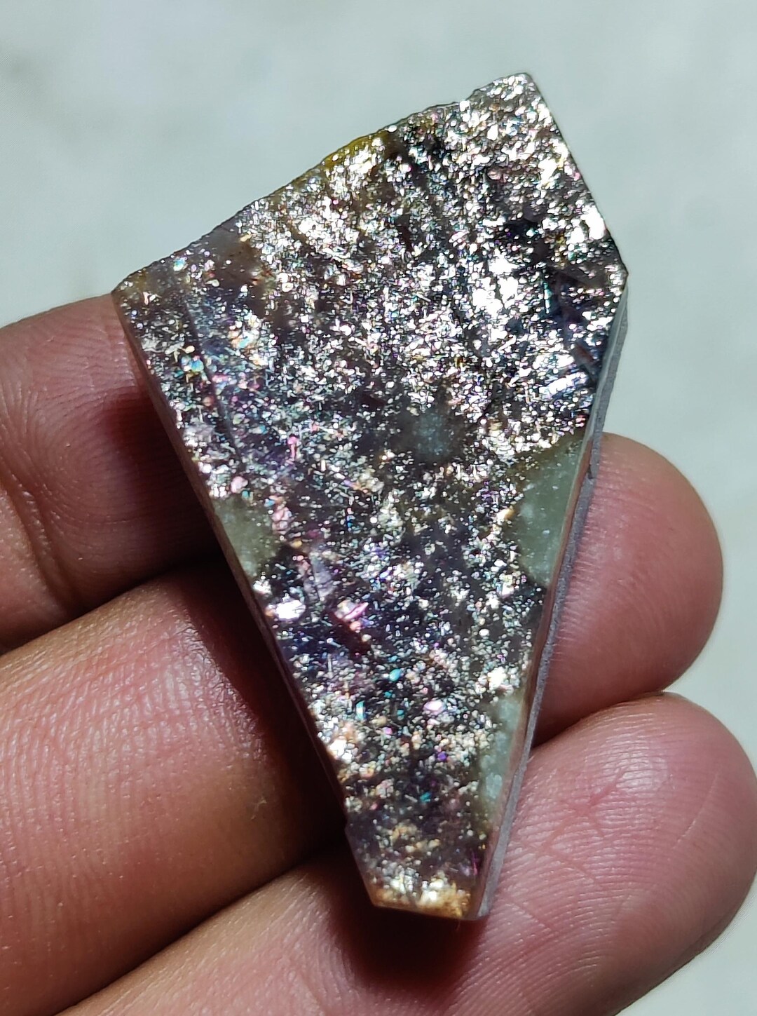 Iolite Sunstone Raw Crystal Slice, Flashy Purple Orange Dichroic Stone ...