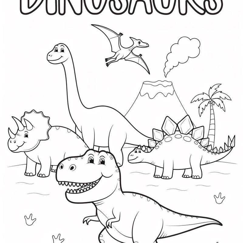 Birthday Dino Coloring - Etsy